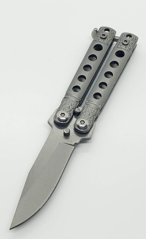 MINI BUTTERFLY / BALISONG KNIFE - PEWTER SLIVER