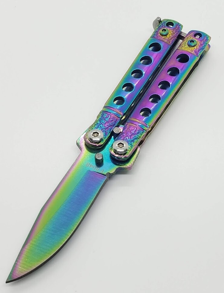 MINI BUTTERFLY / BALISONG KNIFE - NEO CHORME (RAINBOW)