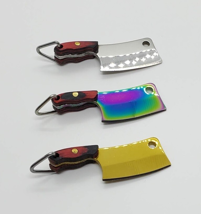 MINI CLEAVER STAINLESS STEEL KNIFE WITH POLISHED BLADE AND REAL WOOD ...