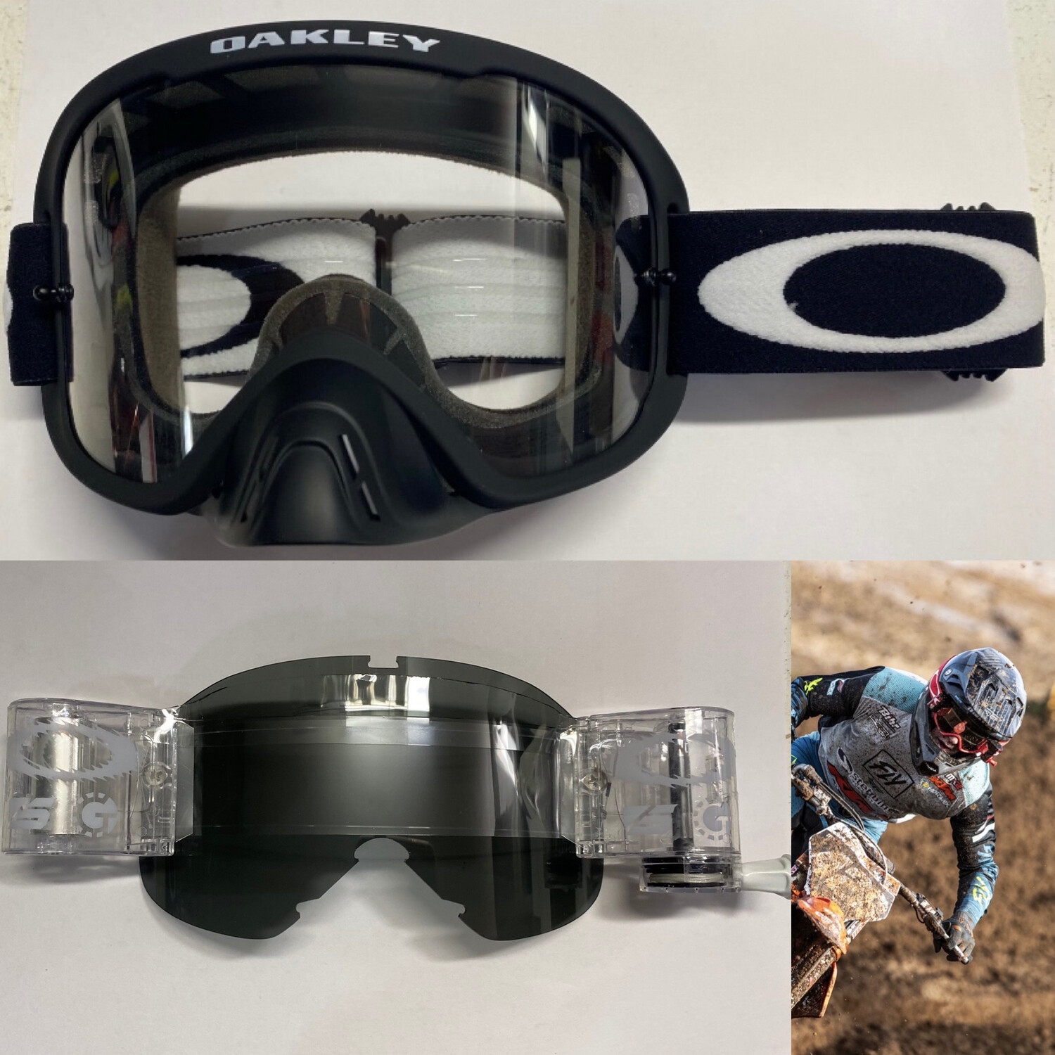 Black Oakley OFrame 2.0 PRO goggle plus Goggletek 36mm roll off system ...