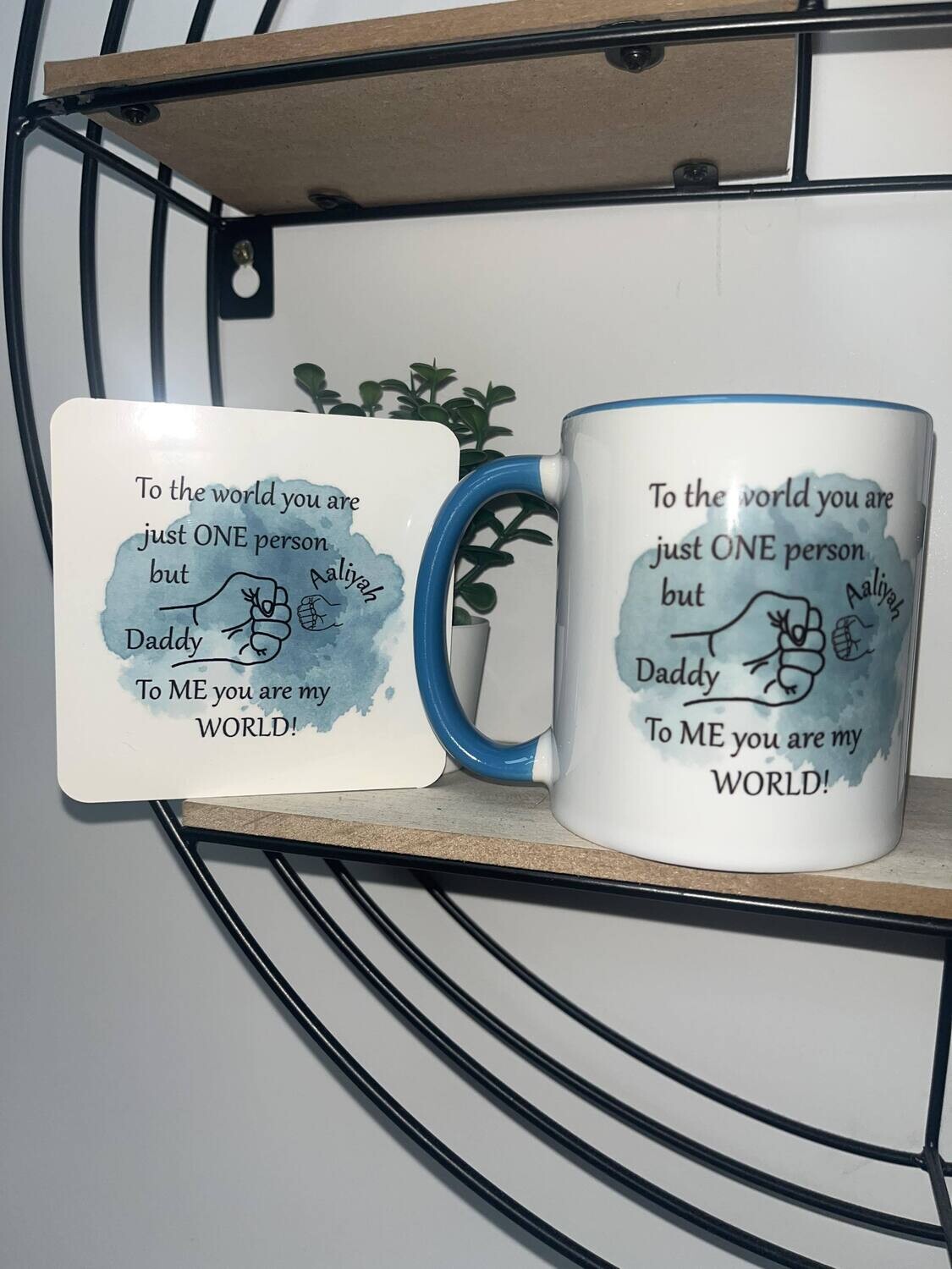 Dad Fist Mug and Coaster (Blue)