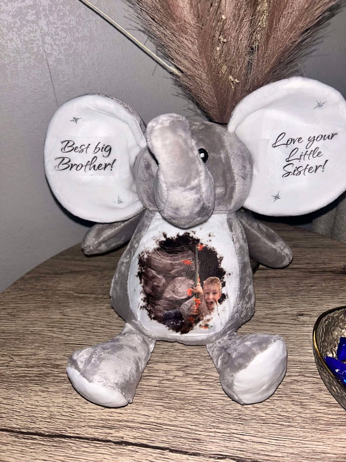 Two photos merged Ellie bear