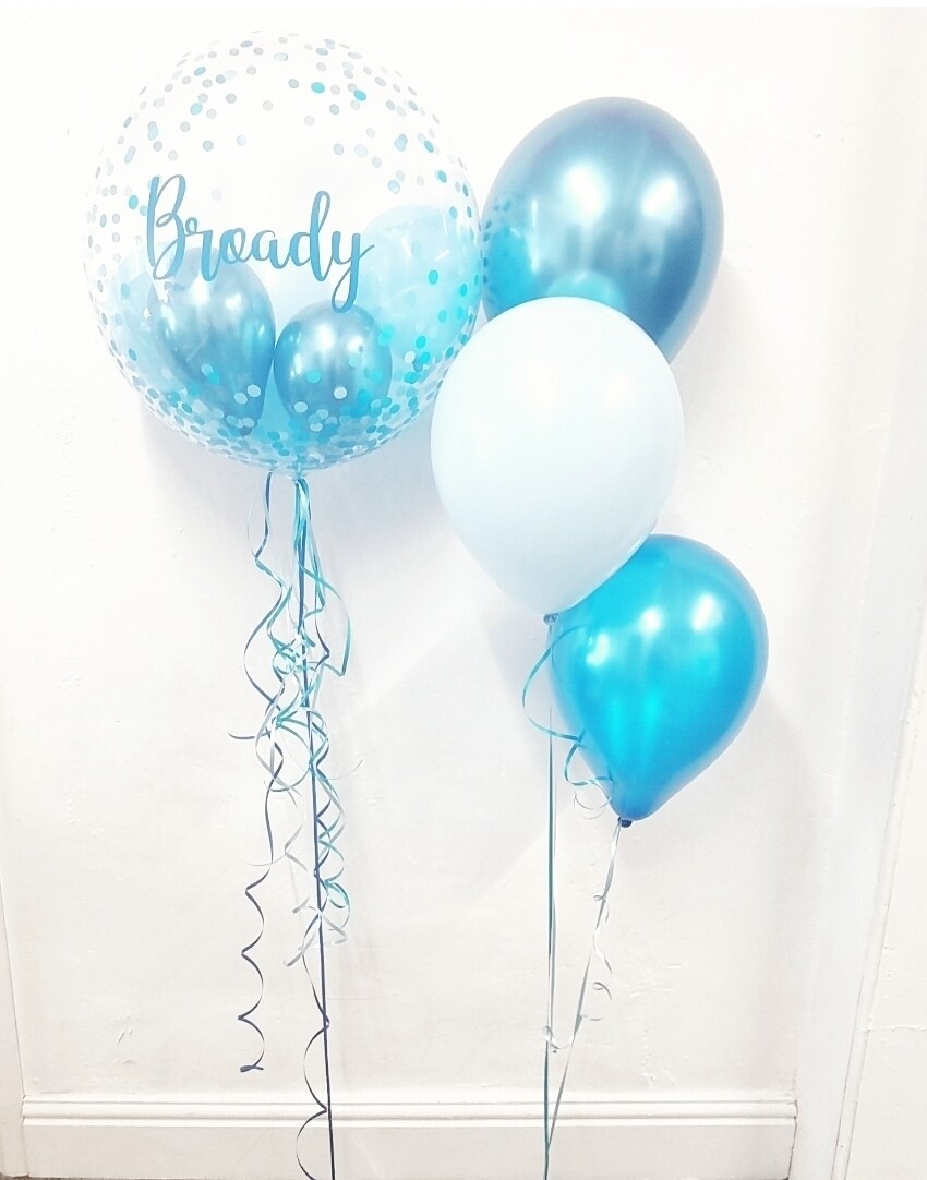 Bubble balloon personalised - Blue confetti