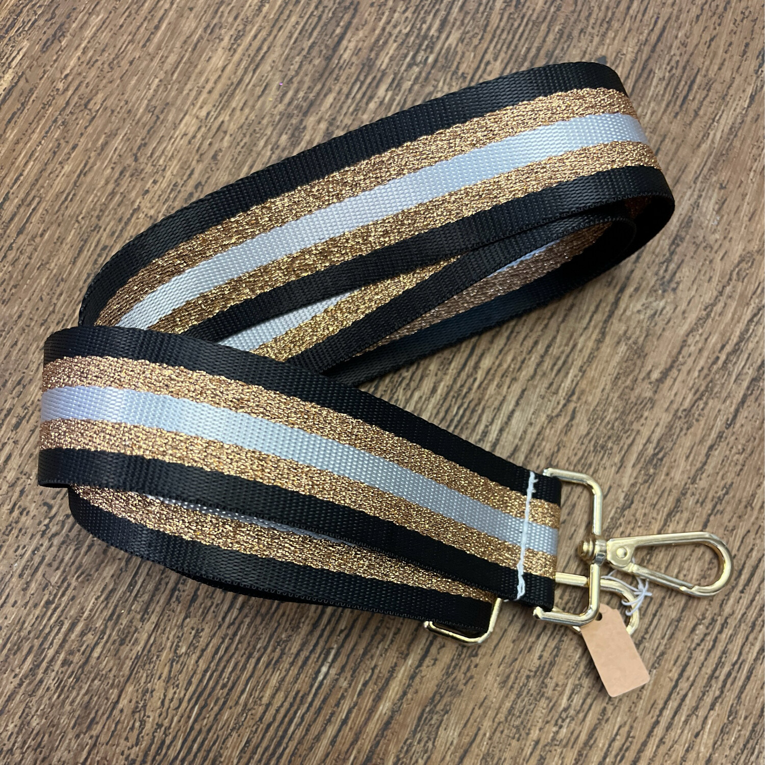 Black & Gold Striped Interchangeable Bag Strap