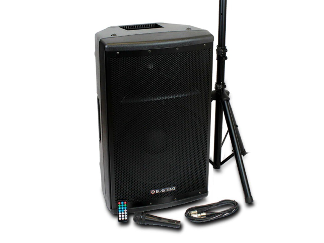 Blastking | 1000W 15" Powered Speaker With Mic and Stand
