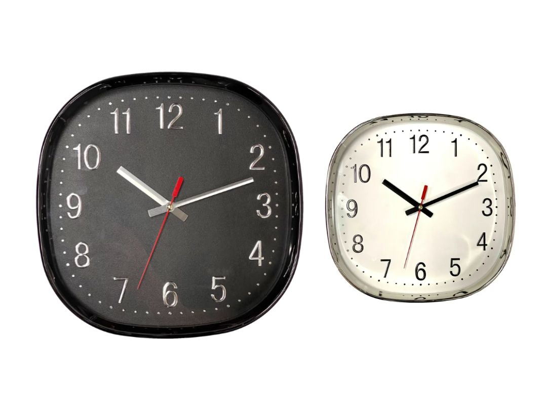Harko | 11" Round Square Wall Clock, Black or Silver