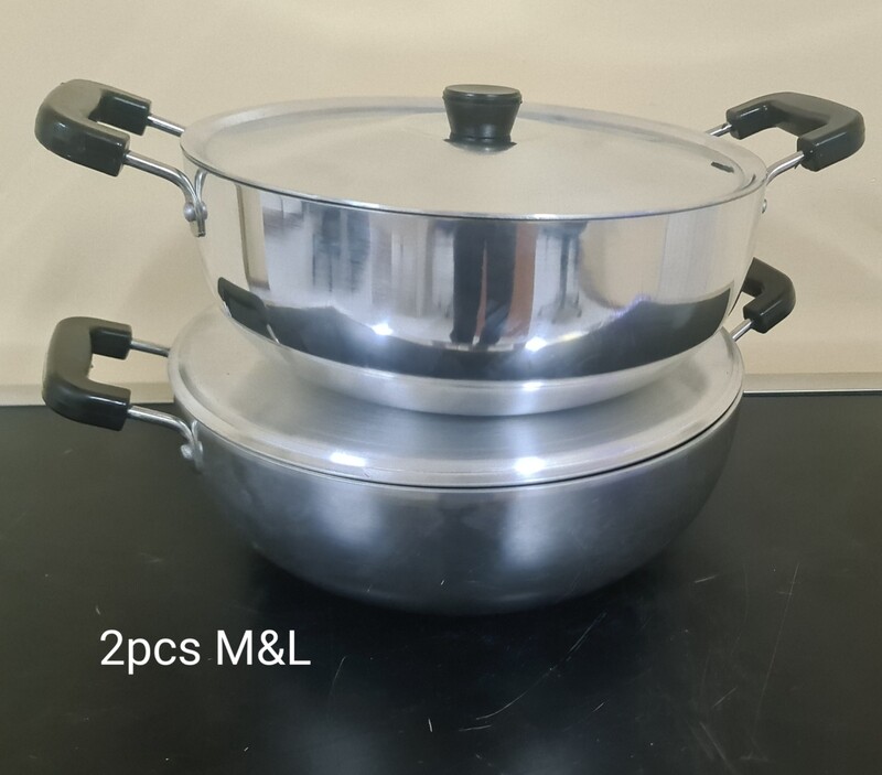 Redberry belly cooking pot Karai with lid. 2pcs set. size medium ...