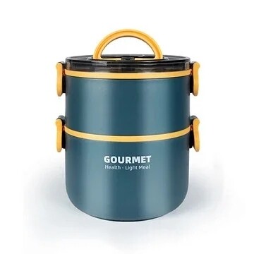 Gourmet Lunch box 2pc interlocking set with stainless steel insert. GREEN