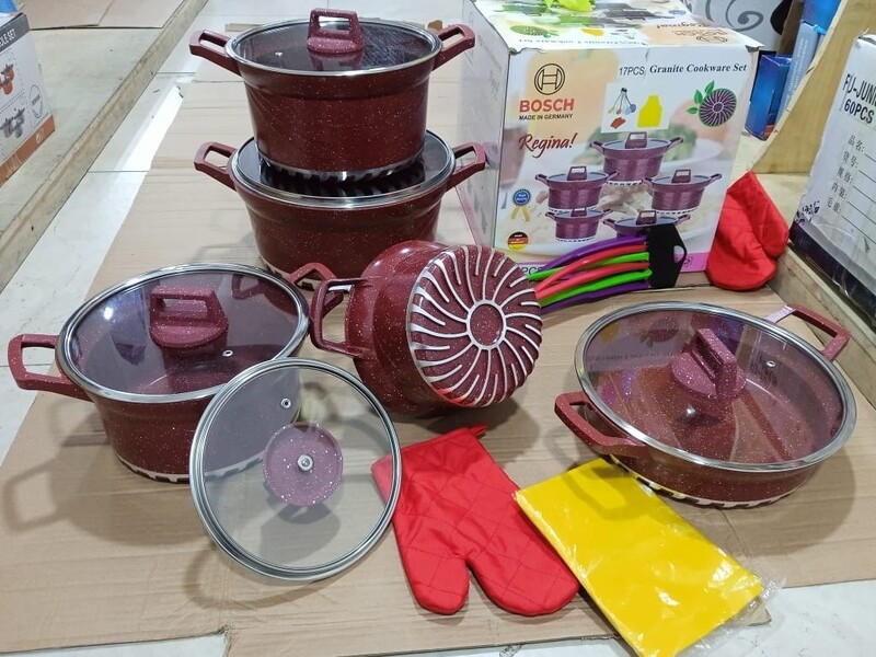 Bosch 10pcs Granite cookware set. Premium quality. RED