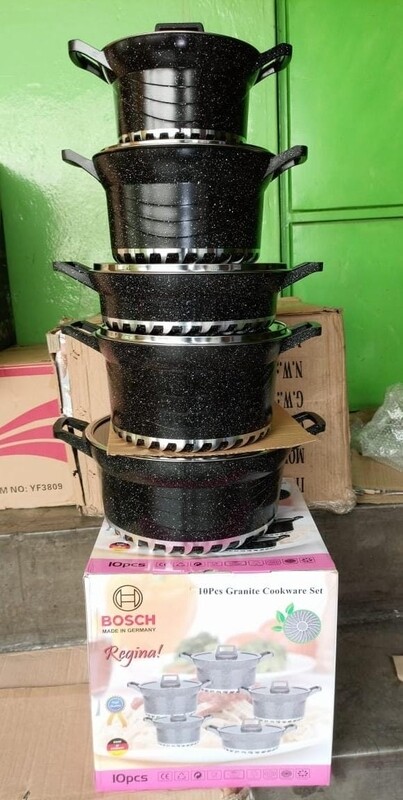 Bosch 10pcs Granite cookware set. Premium Quality. BLACK