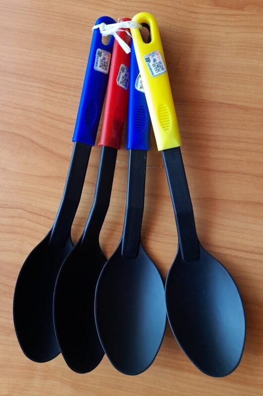 Rice spoon with coloured plastic handle 30cm 6pcs