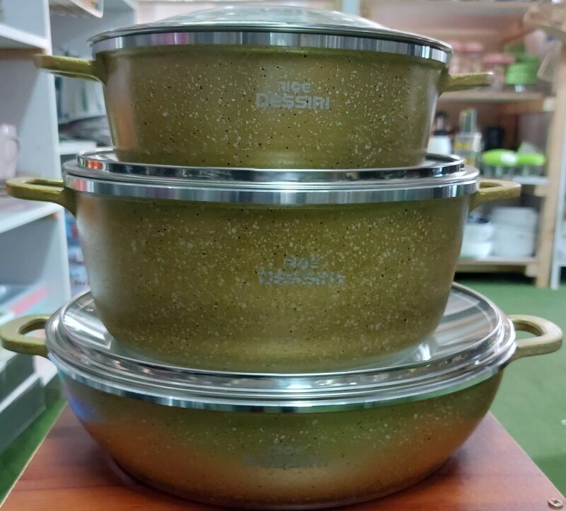 Dessini 10pcs heavy granite cooking pots set YELLOW