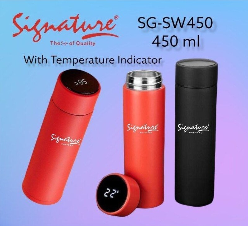 Signature unbreakable vacuum travel flask 450ml with temperature ...