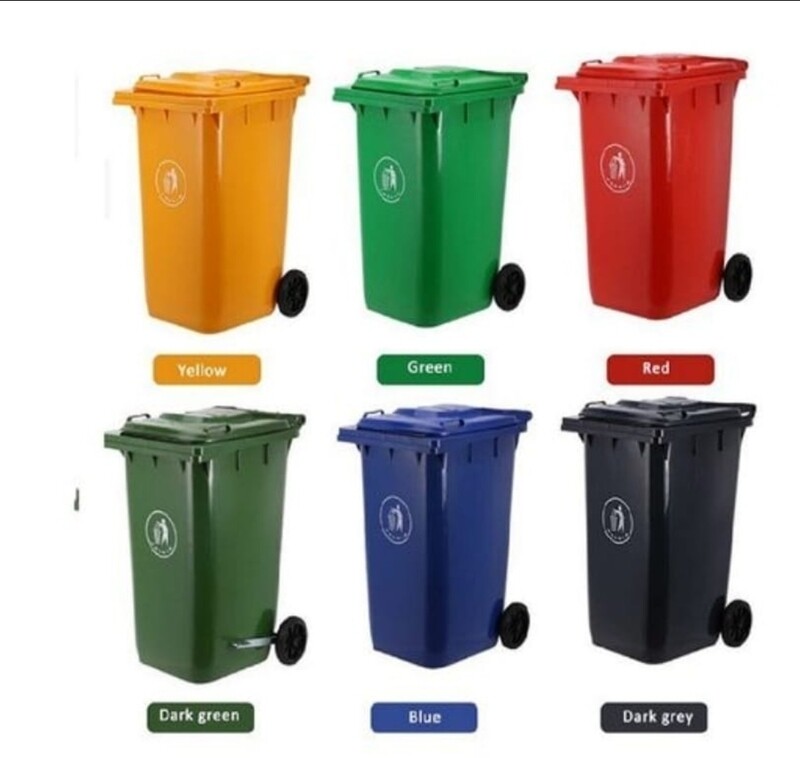 Large Plastic Dust Bin with Wheels - 120L Capacity, Model KL-PDHD120L