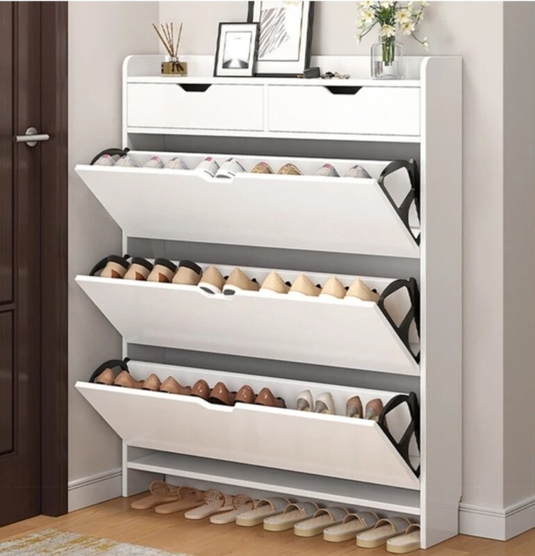 Generic lockable wooden shoe rack cabinet with top Chest of drawers ...