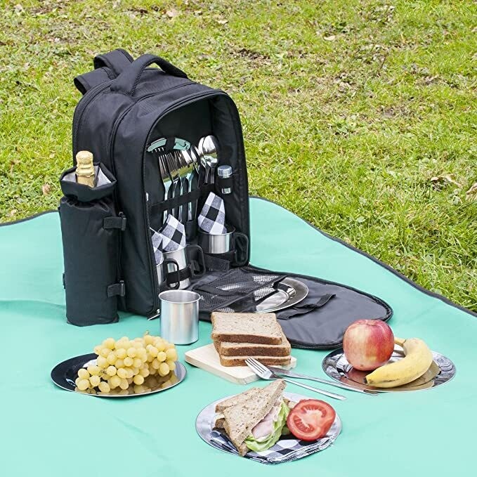 Generic Picnic Backpack for 4 with Premium Stainless Steel Tableware ...