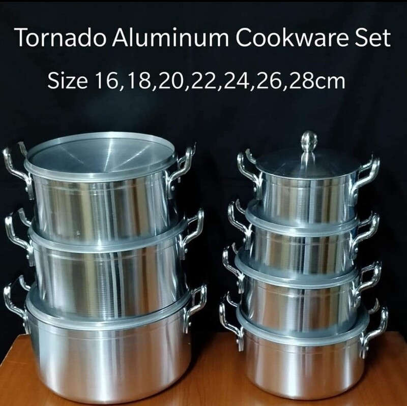 TC Cookware - 14pcs Aluminium Polished Non-Stick Cooking Pots with Lids ...