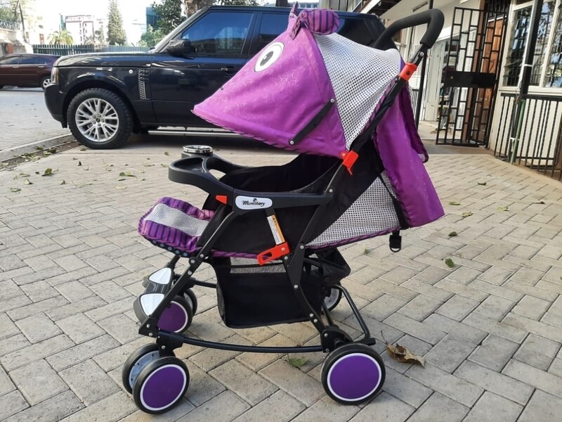 Momstory Baby pram with cartoon cover & luggage basket & pocket ...