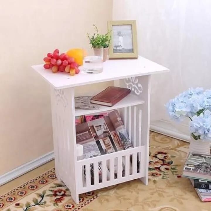 Multi-Purpose 3-Layer White Magazine Rack - 36x22x45cm