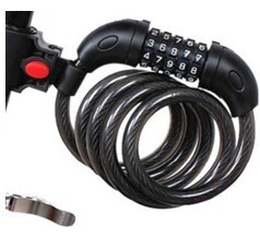Resettable 4-Digit Spiral Cable Lock - 12x1000 mm Coiled Cable with ...