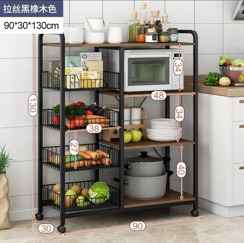 Metallic Kitchen Rack with Movable & Lockable Wheels | Anko Retail
