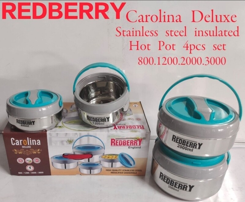 REDBERRY- Premium Range of S.STEEL Insulated Hotpot CAROLINA 4 pcs set ...