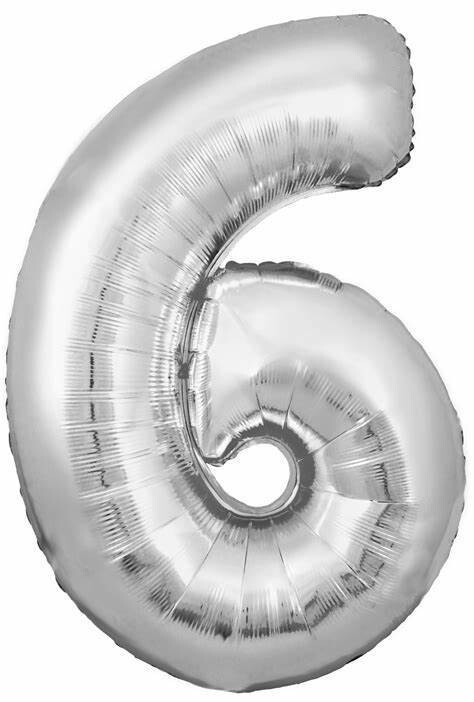 BK Foil balloon 30" (76cm) no. 6 silver