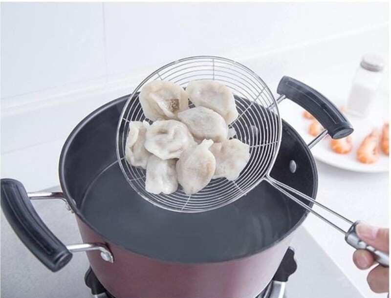 Mesh Skimmer kitchen strainer 22cm. Deep frying spoon large. (handle ...