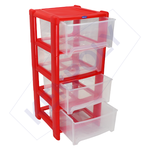 Kenpoly Small Multi-Store-4 Stack drawer RED