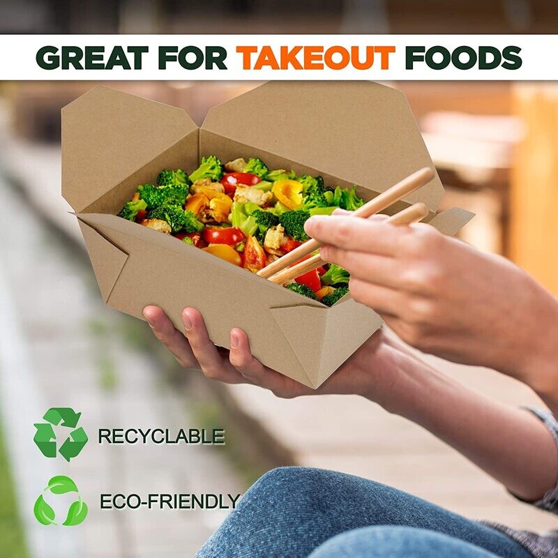 Disposable Take Out 1pc Containers 104x96.5x63mm Kraft Lunch Meal Food ...