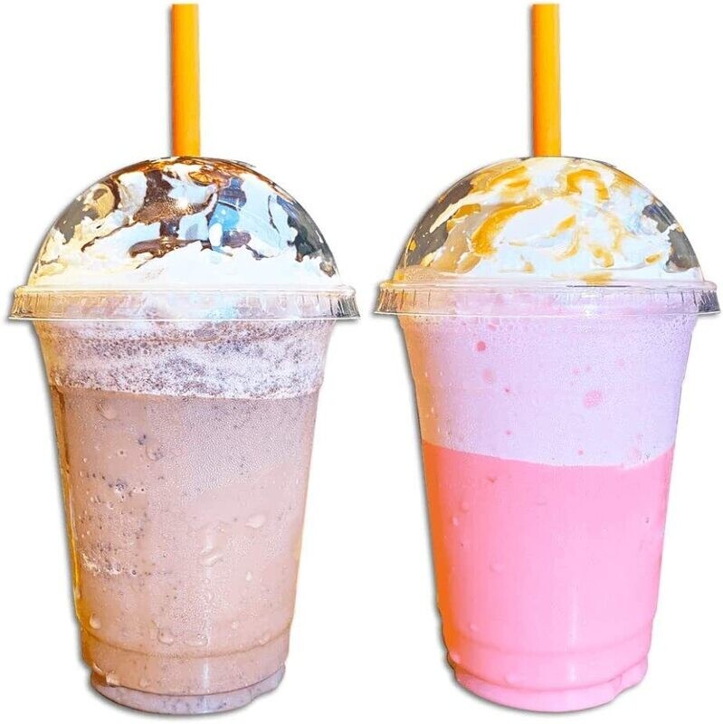 Clear Milk shake Plastic Cups 25pcs with Dome Lids Disposable Party ...