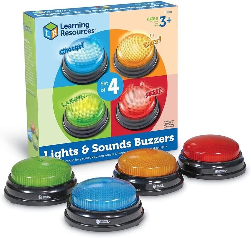 Answer Buzzers, Lights & Sound, Set Of 4, Blue/Green/Red/Yellow, Using ...