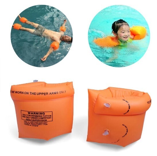 Inflatable Arm floater Band, Orange/Yellow, 0.18mm PVC, 26x20cm SC ...