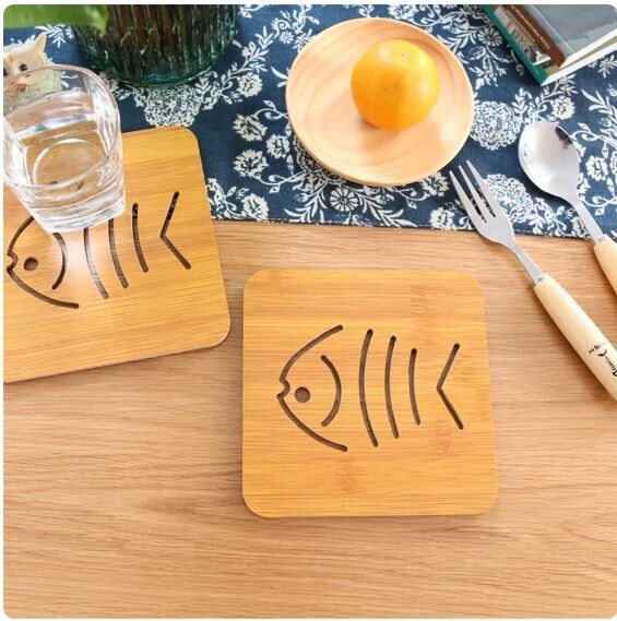 Bamboo Wood Table Coaster - Square 14.5x14.5, Heat Resistant Hot Pot ...