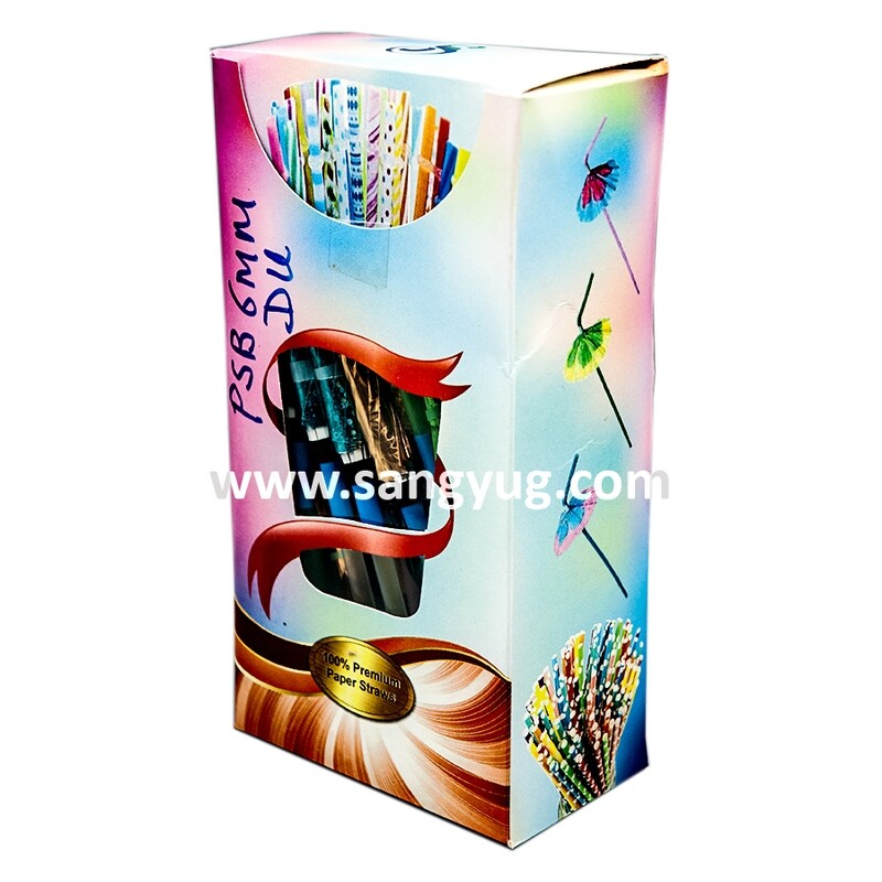 Recyclable Paper Straws Umbrella Design - 6MM x 230MM Bendable Drinking ...