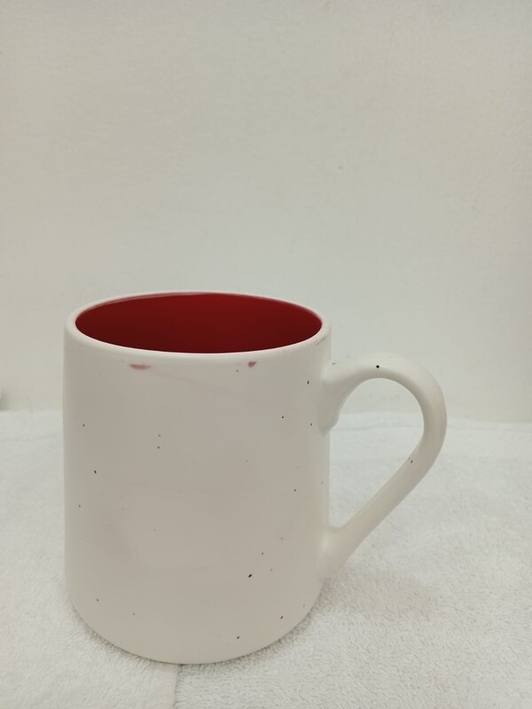 Large ceramic mug white outside red inside