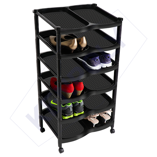 Kenpoly Shoe Rack Double 6 Stack (12 Pairs) with Wheels