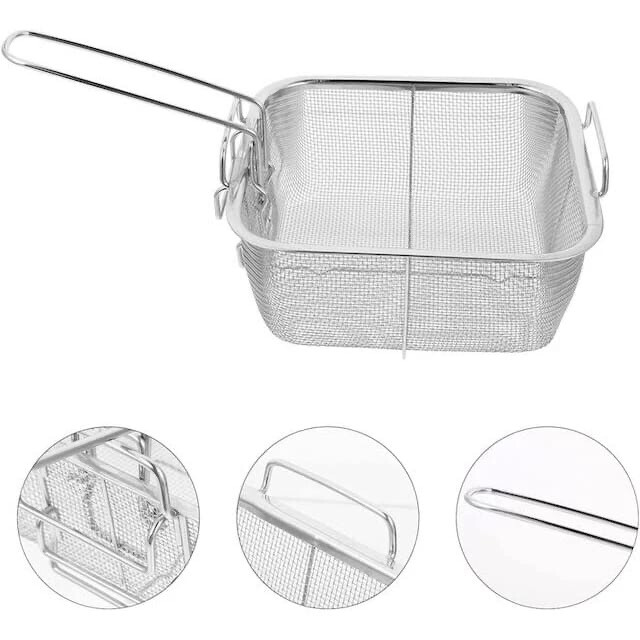 Frying Mesh 24x24cm With Long Handle Fries Basket