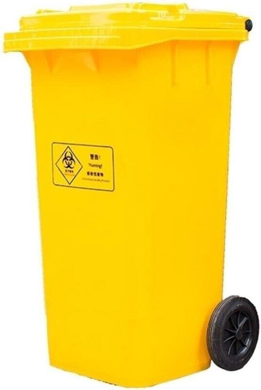 240L Medical Biohazard Bin Yellow (With Wheels, Without Pedals) - Size ...
