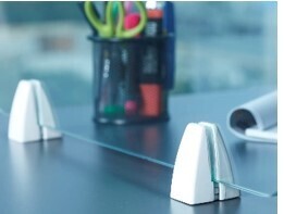 Ebco TPCS16 Table Partition Clamp-Slim - White Texture, 12mm to 20mm