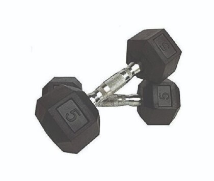 Black Rubber Hexagonal Dumbbell Set - 2pcs x 5KG Each (Code: QJ-DB001-5KG)
