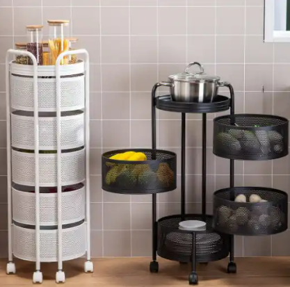 Multi-layer Rotating Round Kitchen Vegetable Rack - Efficient Storage ...