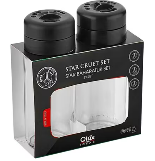 Qlux Star Salt/Spice Shaker 2pcs Set C-00411: Elegant Seasoning Essentials