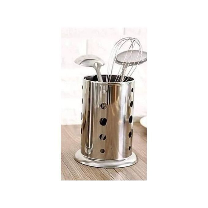 Stainless Steel Cutlery Holder - 11.5cm Diameter, Sturdy Kitchen Organizer