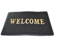 HOMELIVING BLACK RUBBER MAT, WELCOME 60X40CM