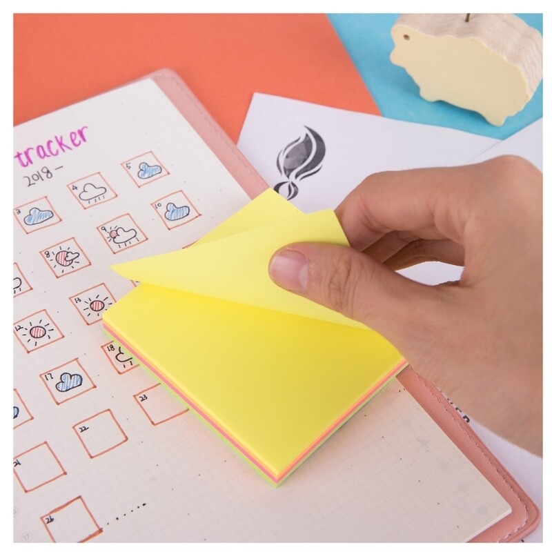 Sticky Notes, Neon Sticky Notes, Deli A026, 3x3 inches, Repositionable ...
