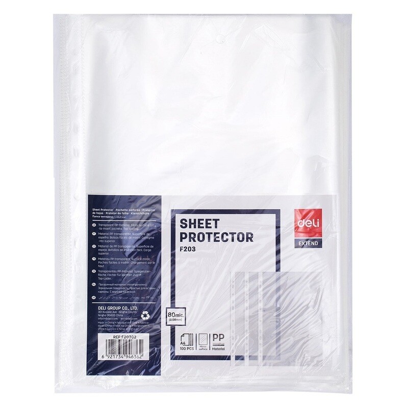 DELI Protectors | A4, Heavy-Duty (80 Micron), 100 Pack (F203)
