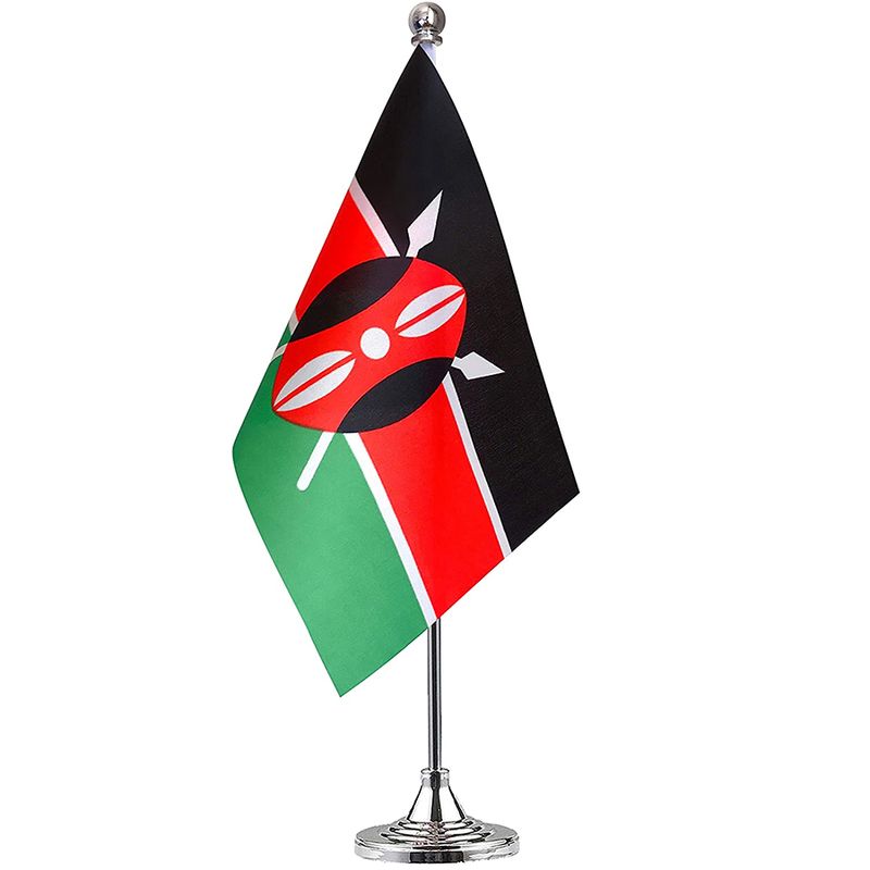 Showcase your Kenyan pride anywhere with the Mini Kenya Flag with Stand!