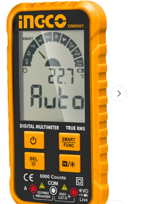 Ingco DM6001 Digital Multimeter - True RMS 6000 Counts