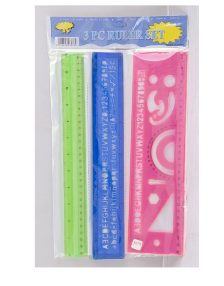 3 Pc Ruler Set Assorted ColourS (7278)